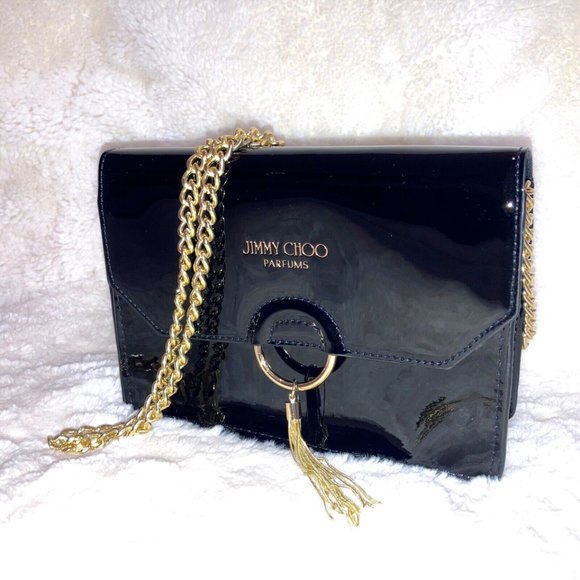 Jimmy Choo | Bags | Jimmy Choo Crossbody Chain Purse Gold Tassel Logo ...